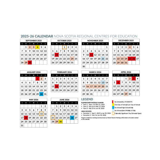 2025-26 school calendar | Charles P. Allen High